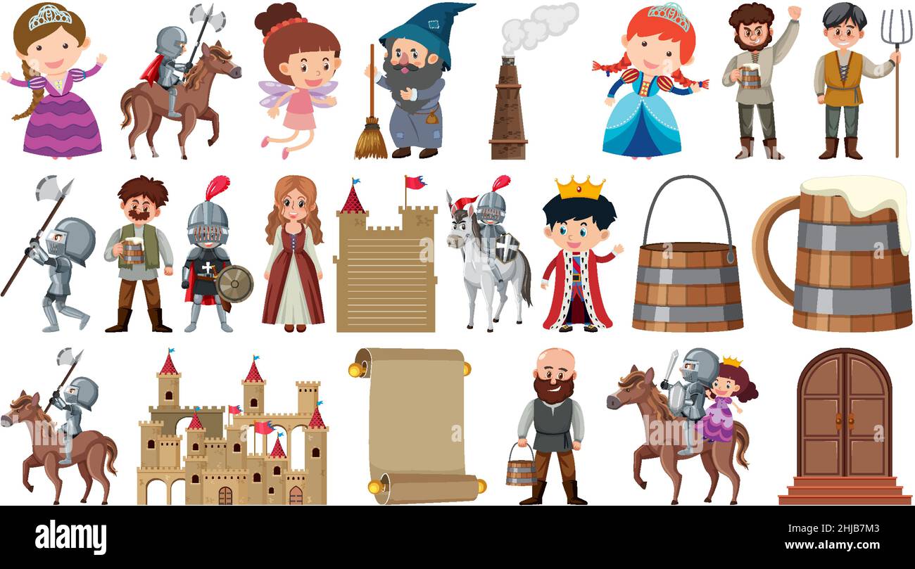 Set of fantasy cartoon characters illustration Stock Vector Image & Art ...
