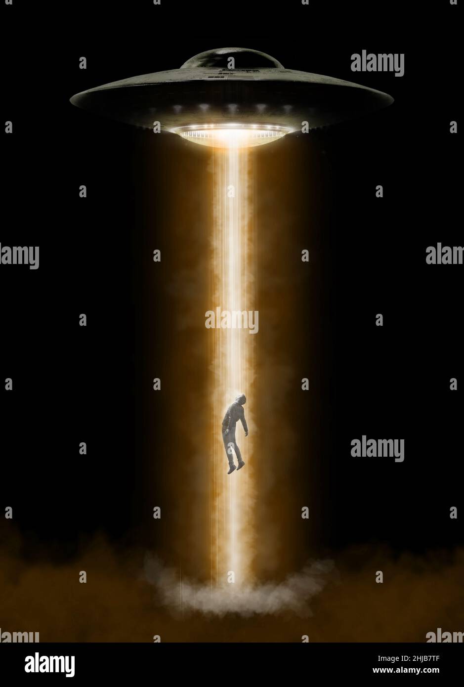 Man being abducted by UFO - alien abduction concept Stock Photo - Alamy