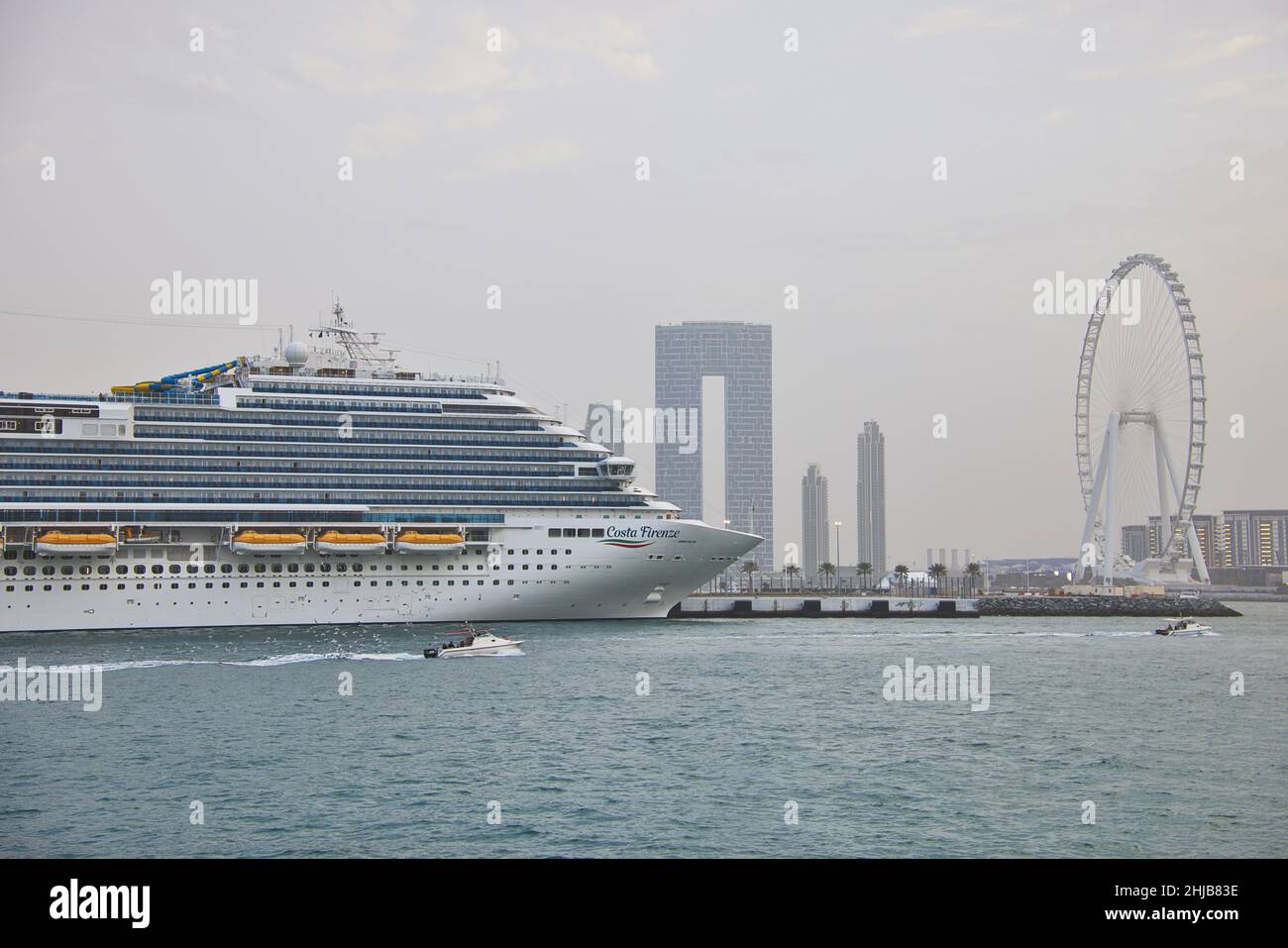 Luxury cruise liners docked at the Dubai Cruise Terminal at Dubai ...