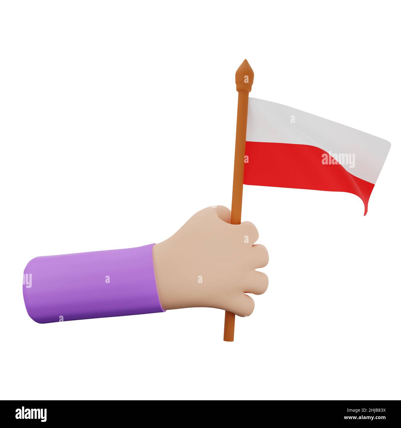3d rendering hand with poland national day concept Stock Photo - Alamy