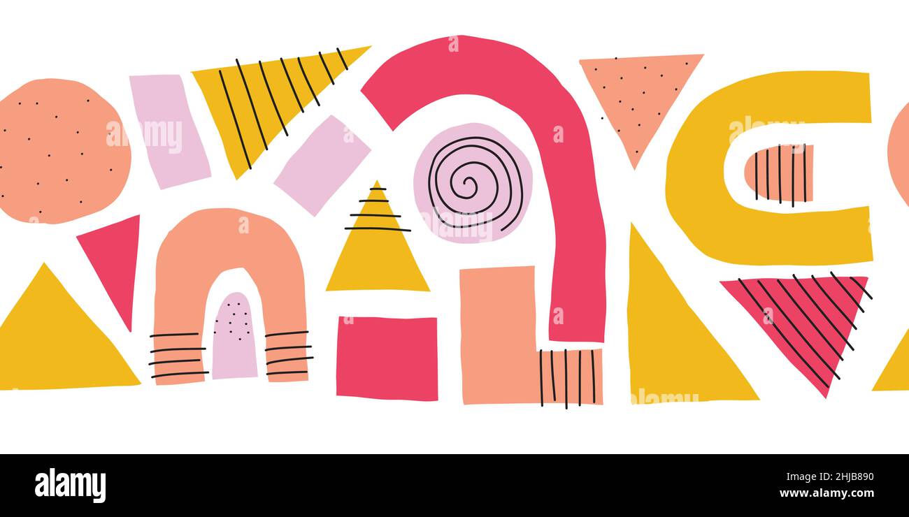 Abstract cut out shapes seamless vector border. Seamless horizontal ...