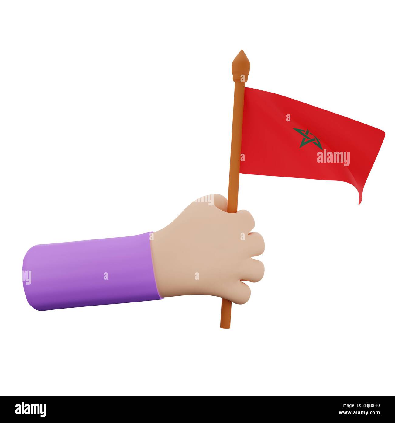 3d rendering hand with morocco national day concept Stock Photo - Alamy