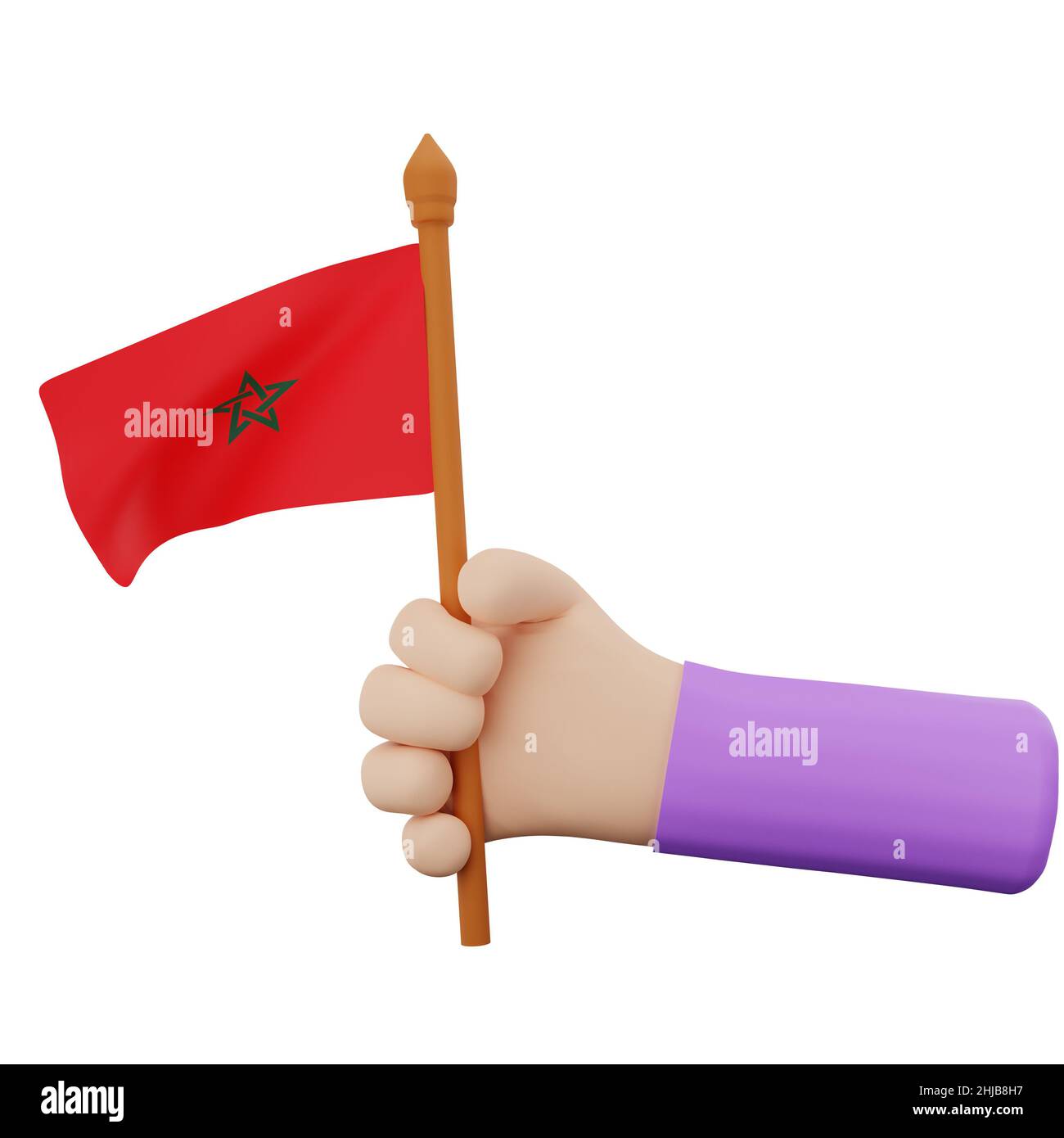 3d rendering hand with morocco national day concept Stock Photo - Alamy