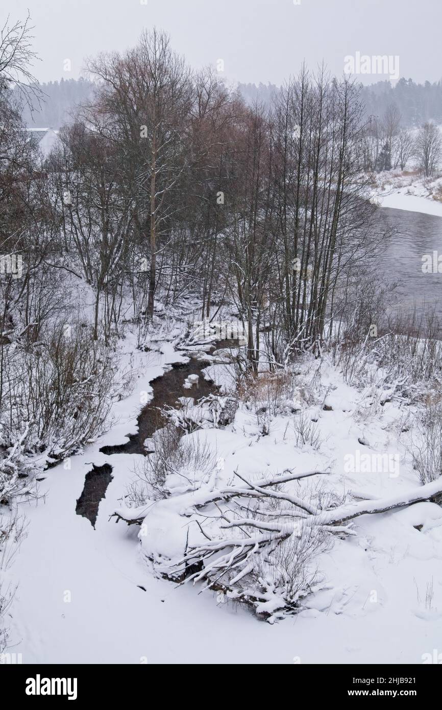Winter river scene at Vantaa river, Finland Stock Photo - Alamy