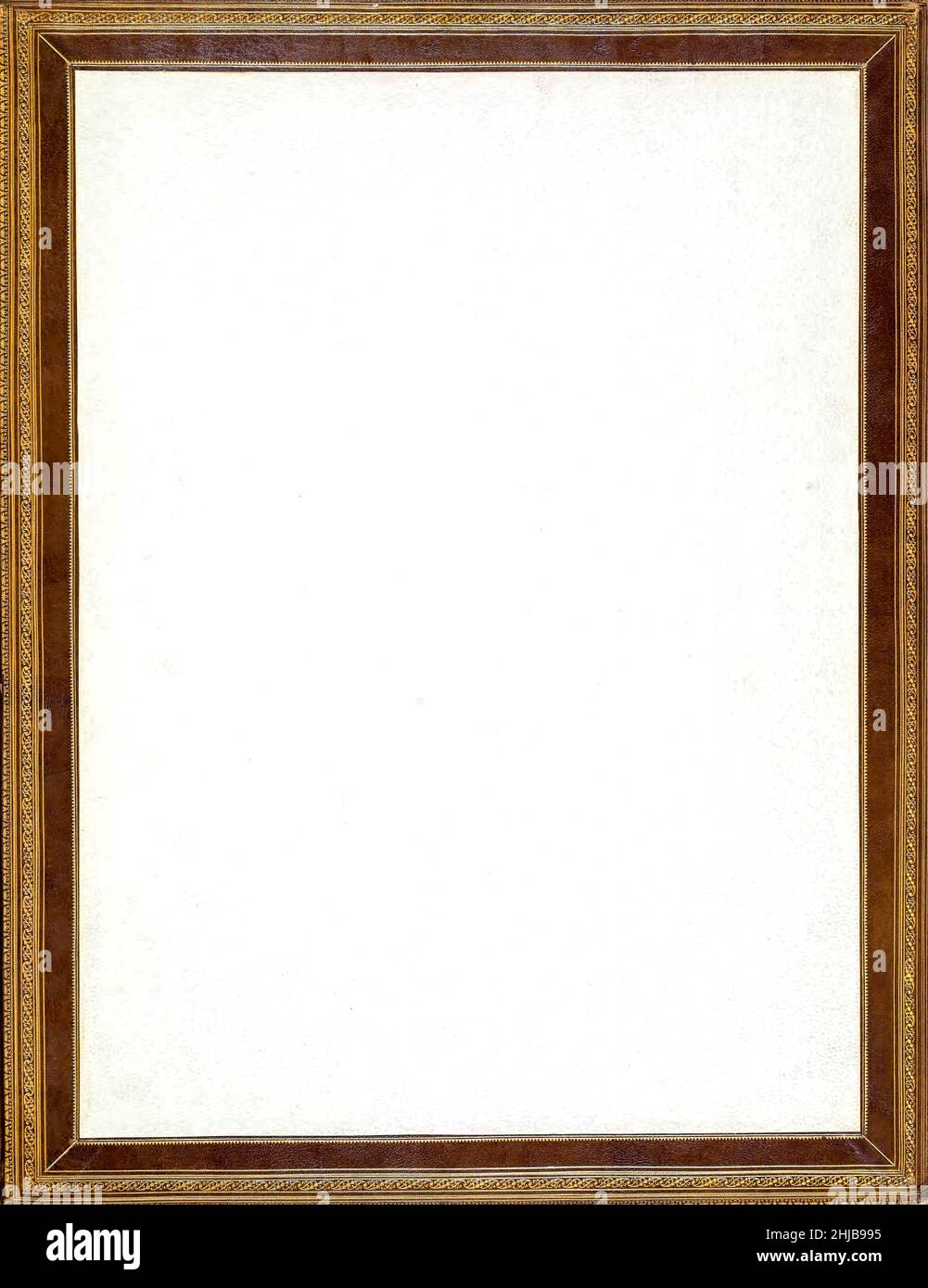 Blank white page framed in an ancient weathered leather frame Stock ...