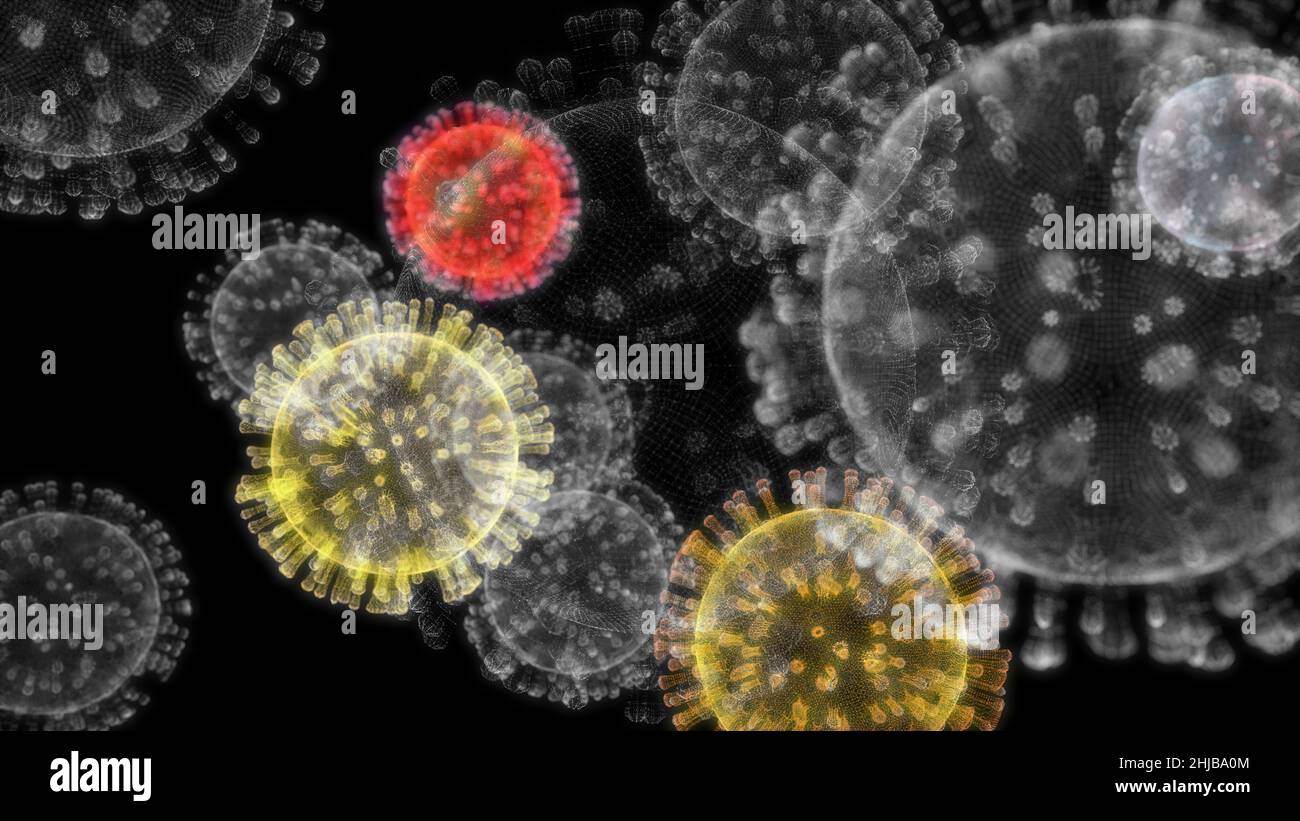 Close-up of virus under microscope, SARS-CoV-2 COVID-19 or NeoCoV Stock ...