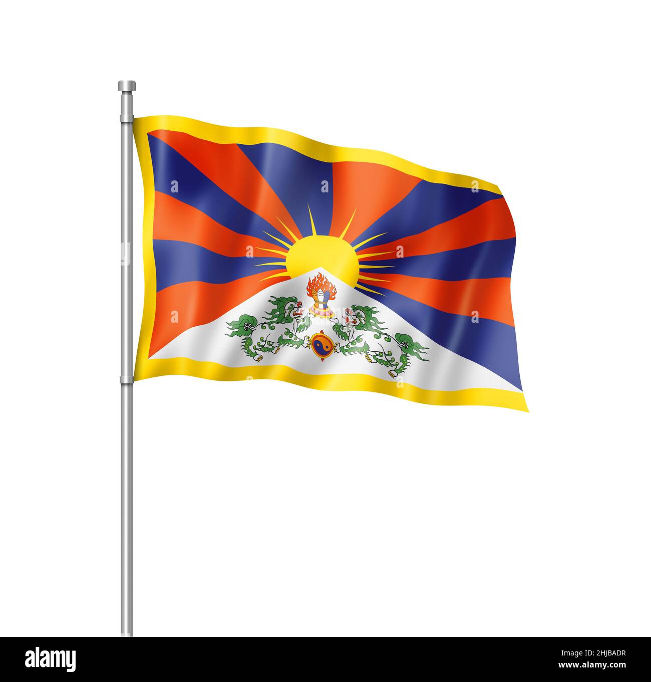 Tibet flag, three dimensional render, isolated on white Stock Photo - Alamy