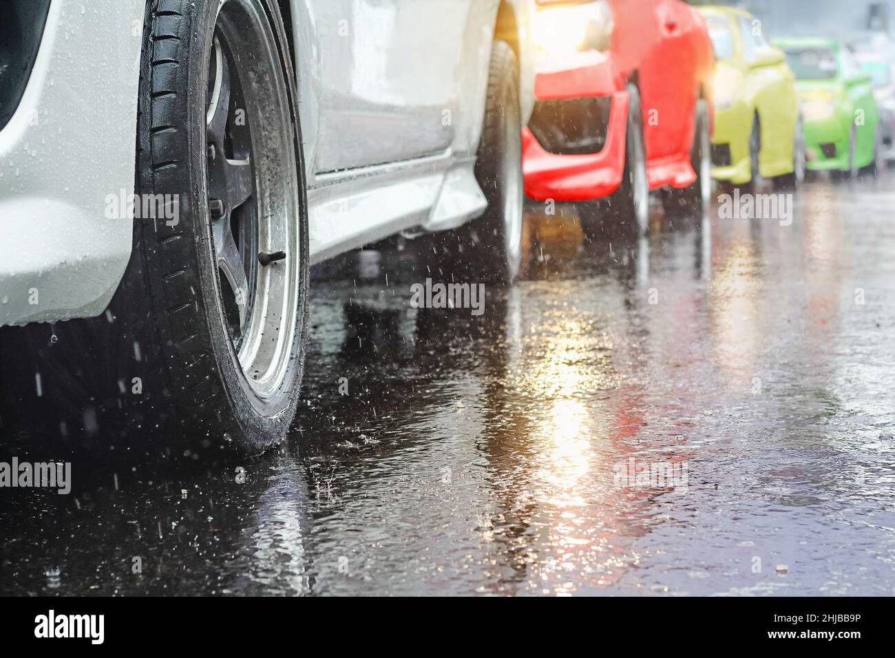 traffic jam in a rainy day Stock Photo - Alamy