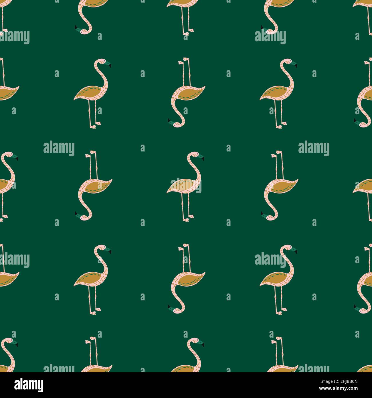 Decorative seamless exotic zoo pattern with simple flamingo ornament ...