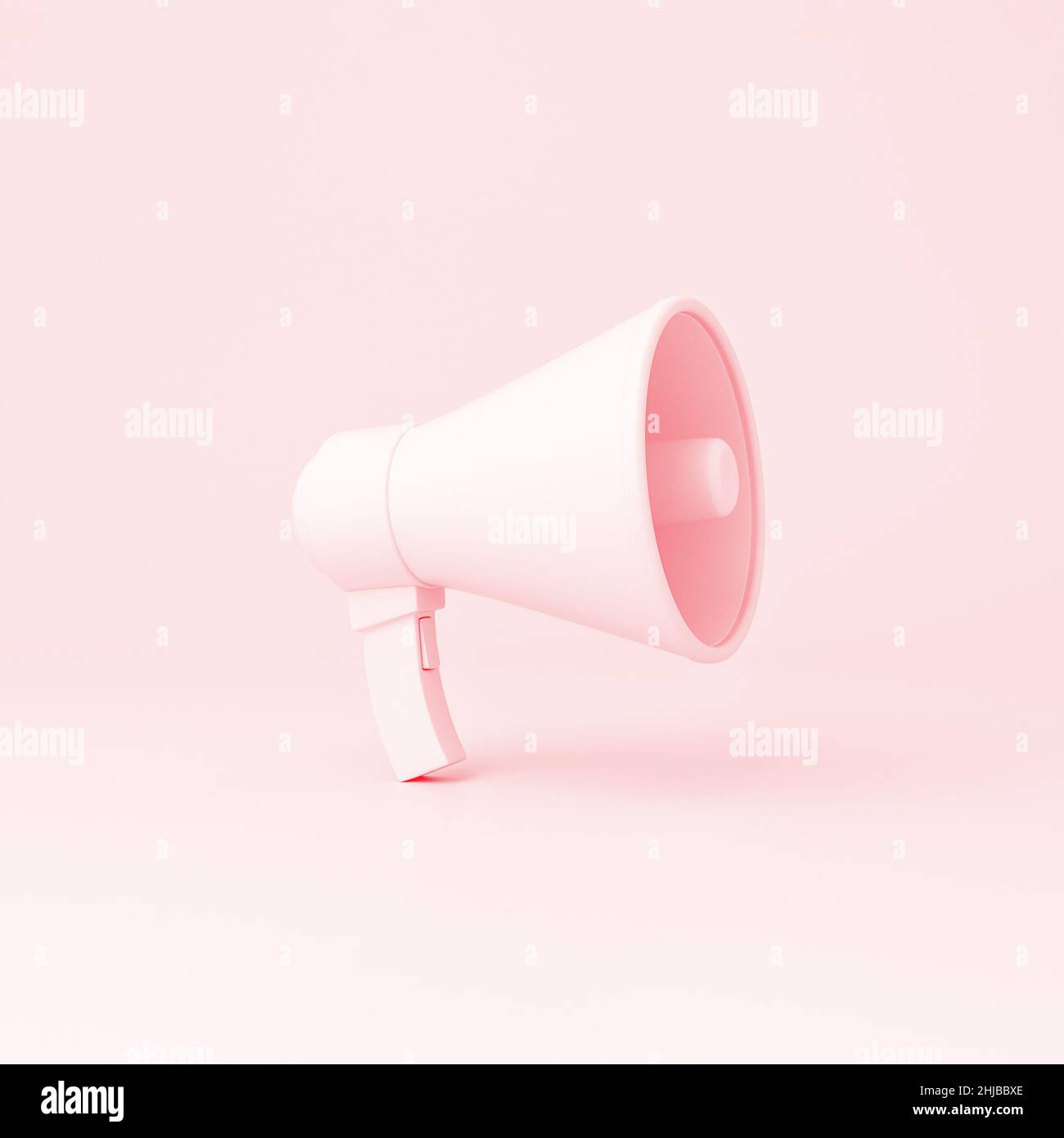 Pink megaphone on pink background. women's voice concept. 3d ...
