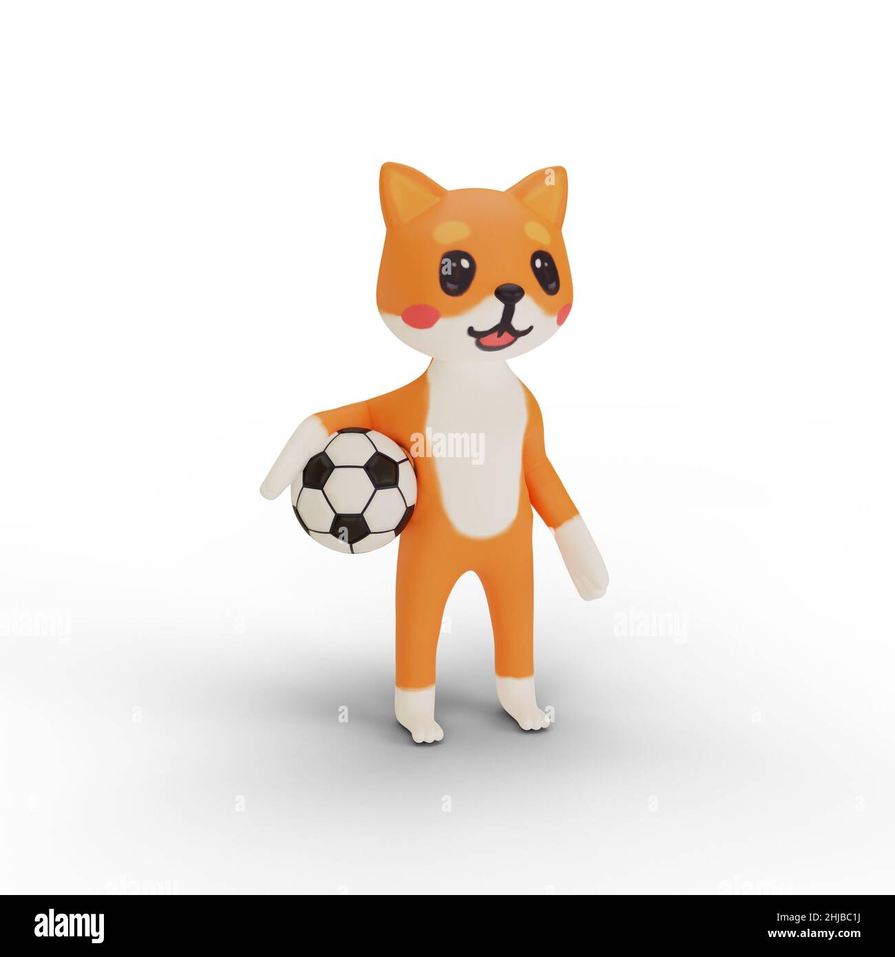 3d rendering of character corgi playing soccer Stock Photo - Alamy