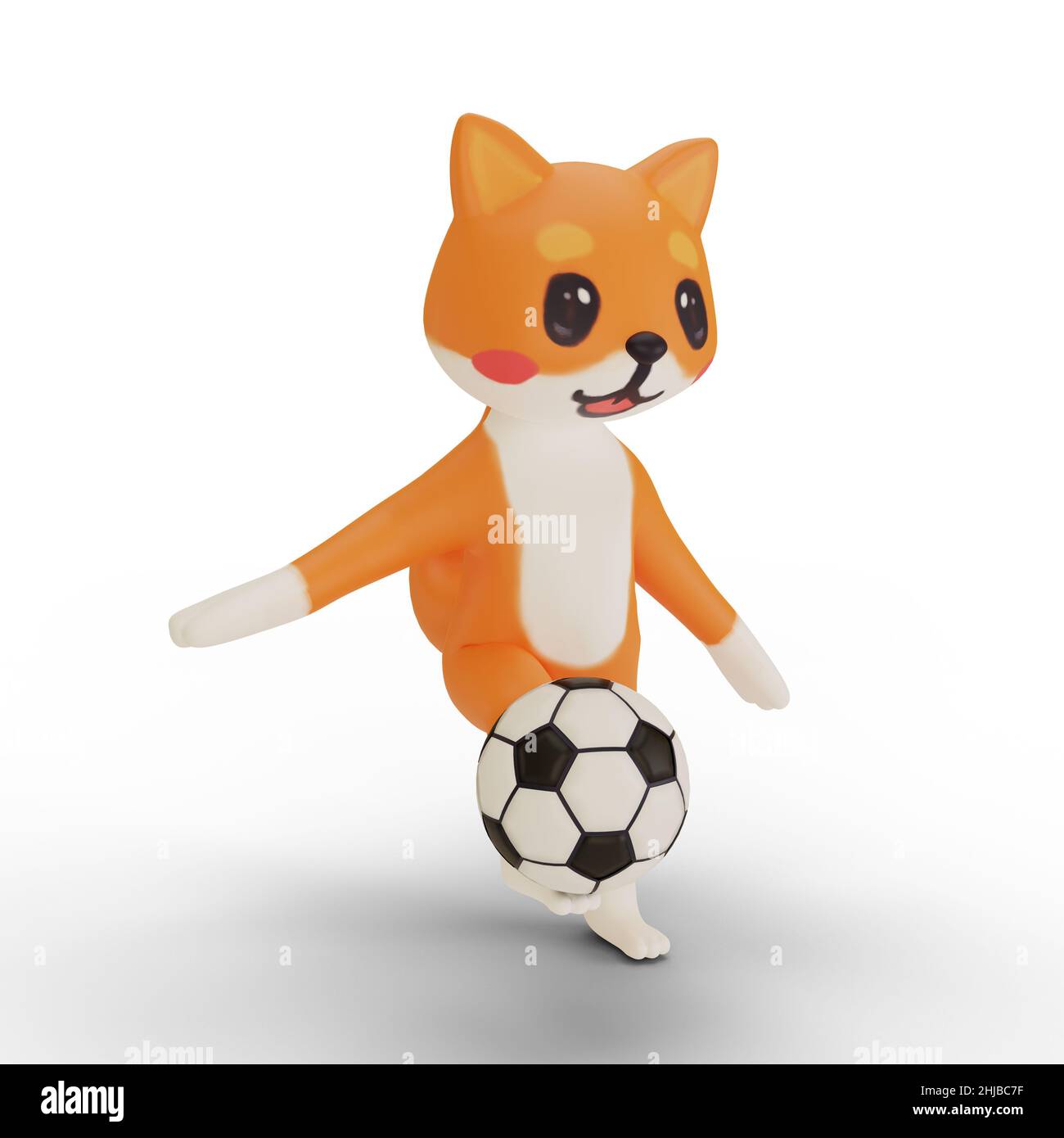 3d rendering of character corgi playing soccer Stock Photo - Alamy