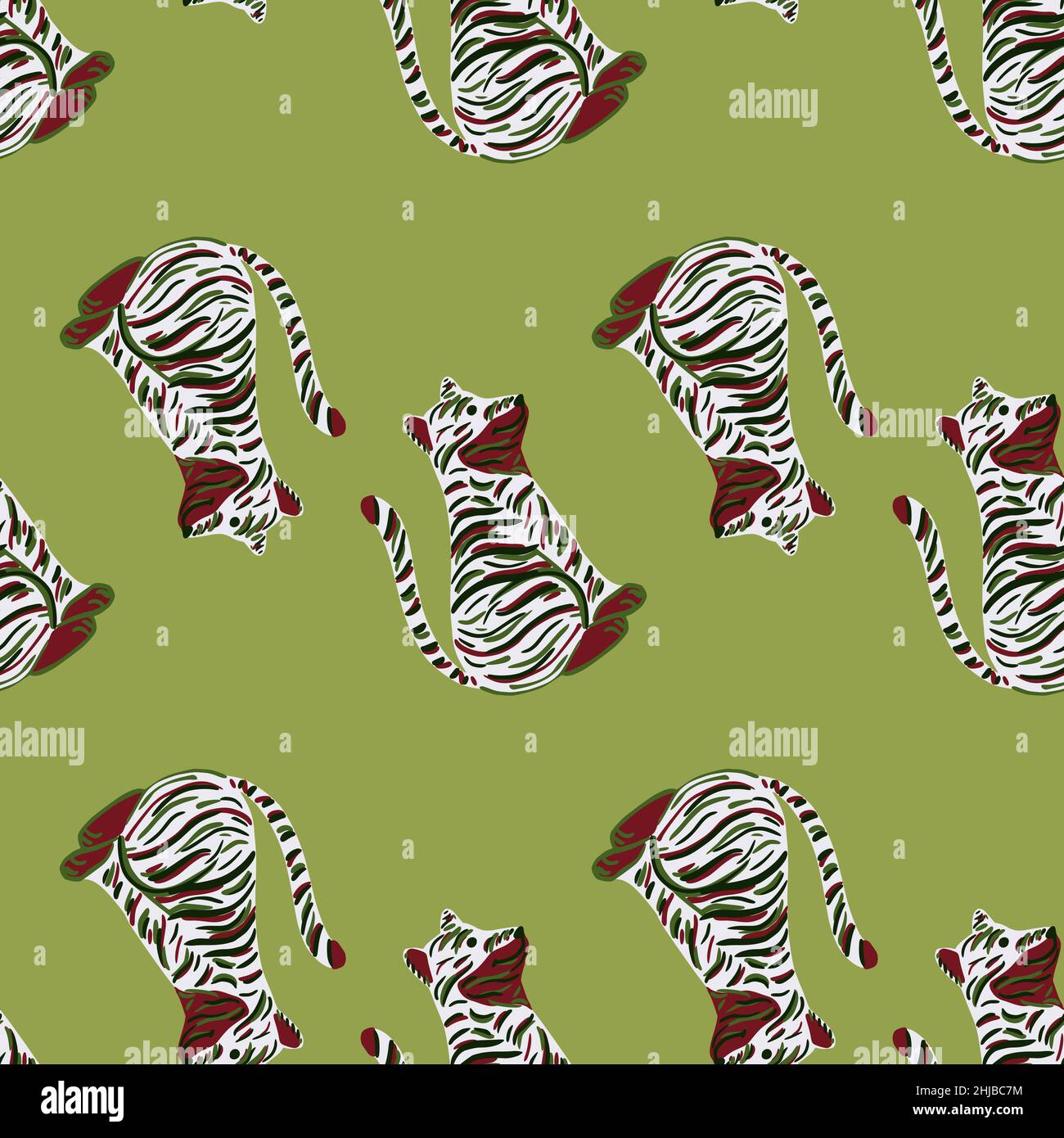 Nature seamless pattern with brown and grey colored tiger silhouettes ...