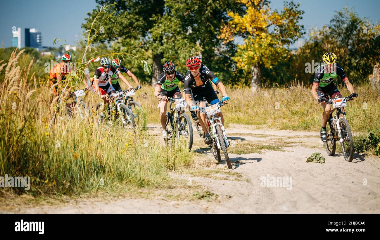 Mountain Bike cyclist riding track at sunny day, healthy lifestyle ...
