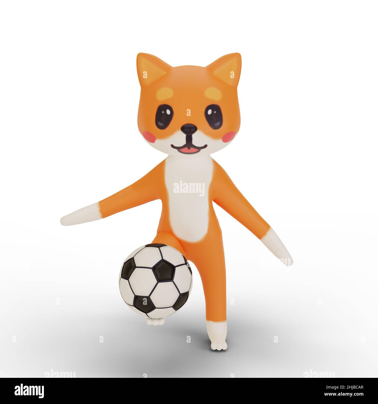 3d rendering of character corgi playing soccer Stock Photo - Alamy