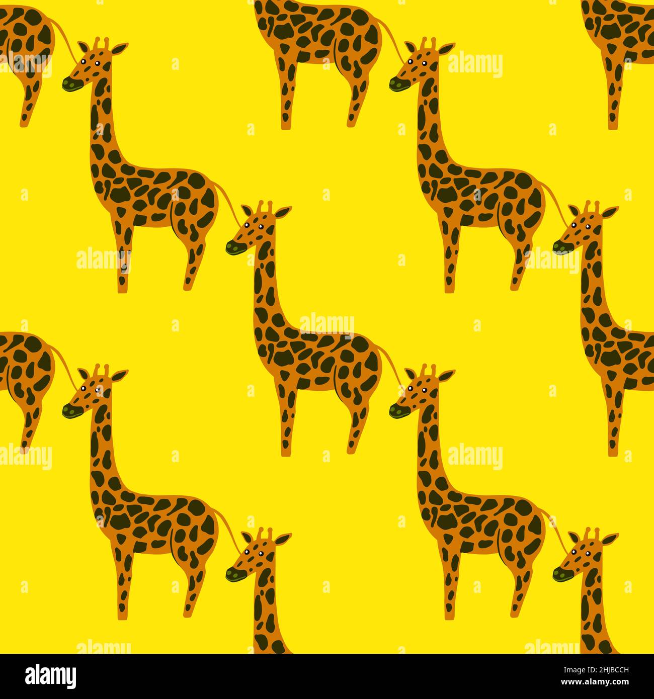 Bright seamless pattern with orange and black colored giraffe ornament ...