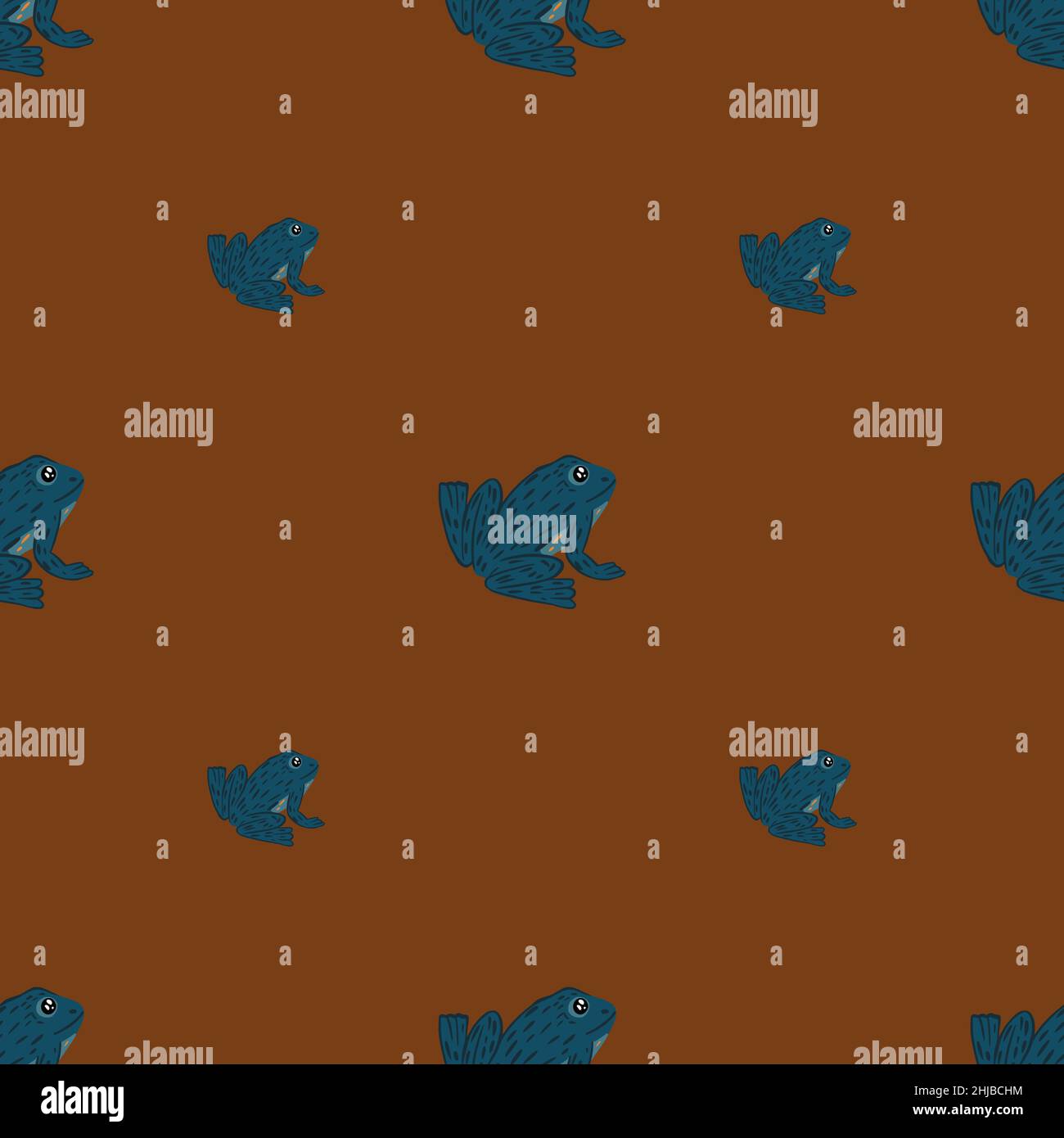 Dark seamless zoo amphibian seamless pattern with navy blue frog ...