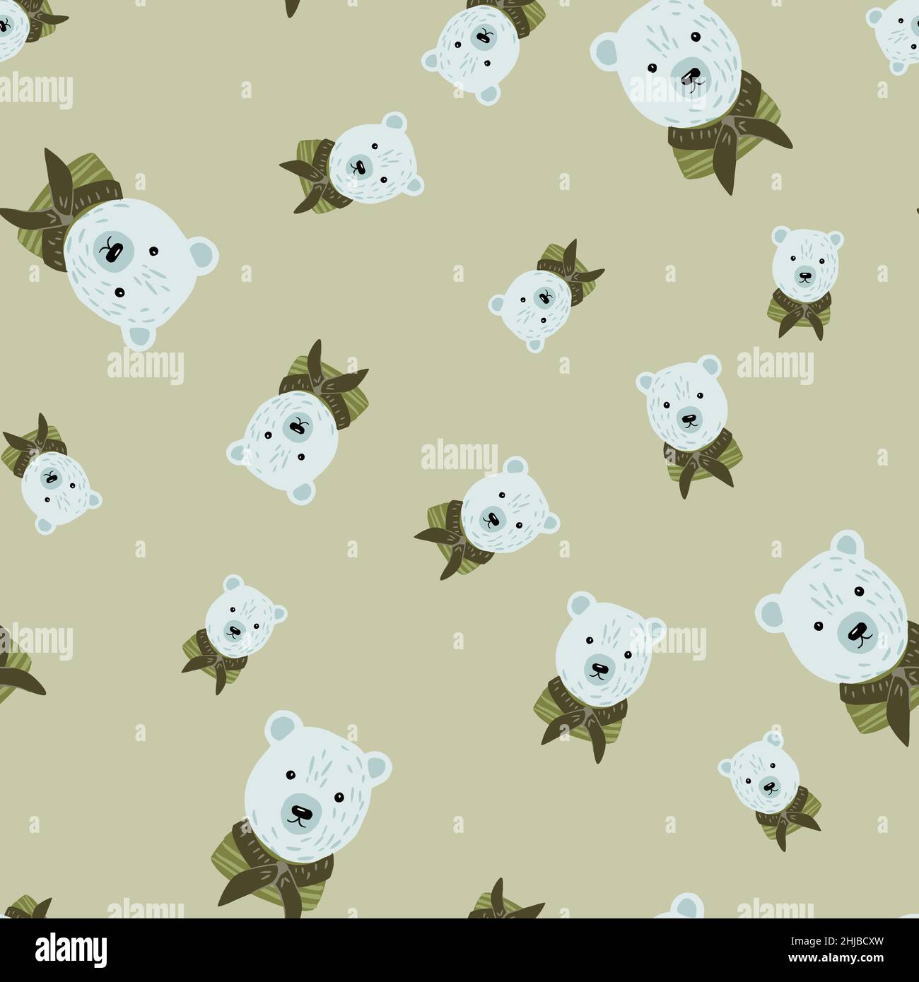 Random kids seamless pattern with cartoon sailor bear print. Beige ...