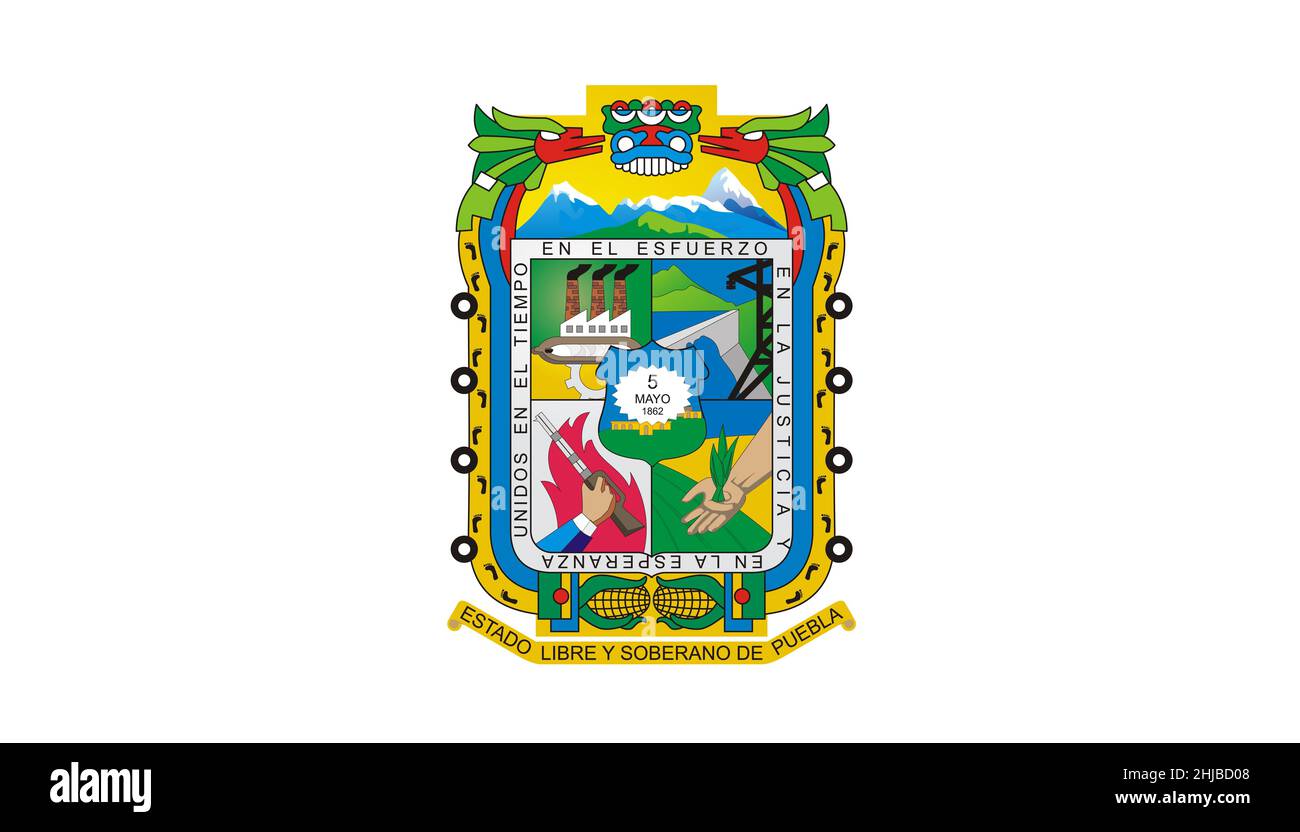 Mexican flag at puebla city Cut Out Stock Images & Pictures - Alamy
