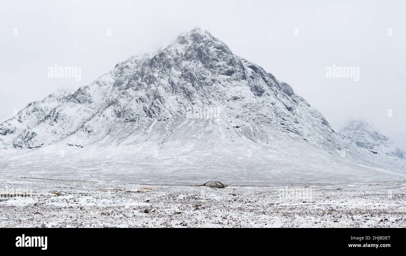 Buachaille Etive Mor and Etive road bridge which carries the A82 road ...