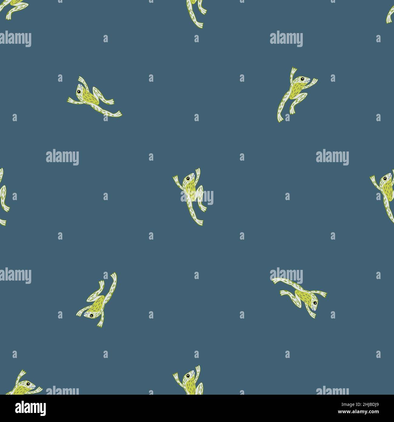 Decorative seamless pattern with green minimalistic froggy print. Pale ...