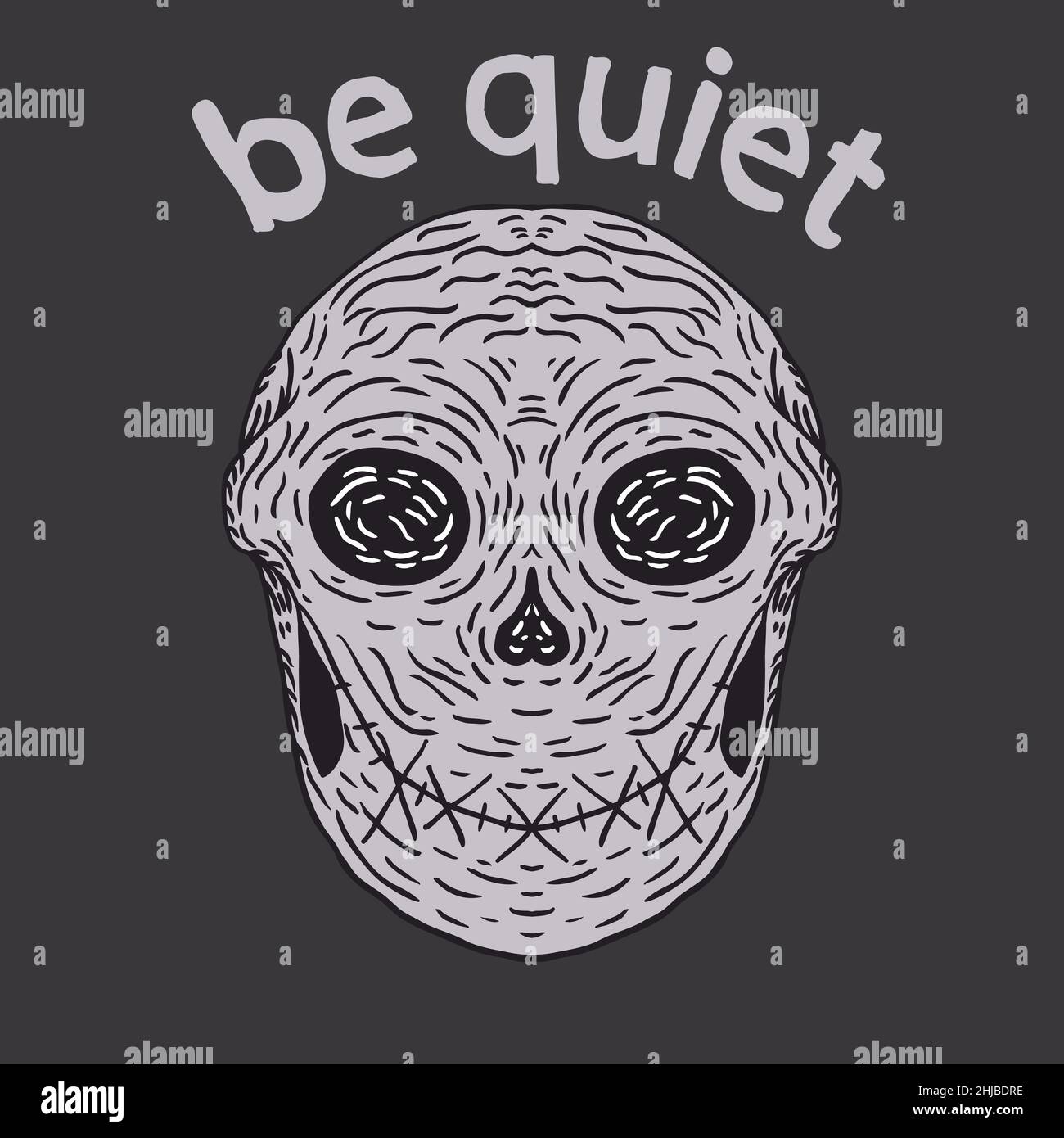 skull hand drawn illustration design for silence Stock Vector Image ...