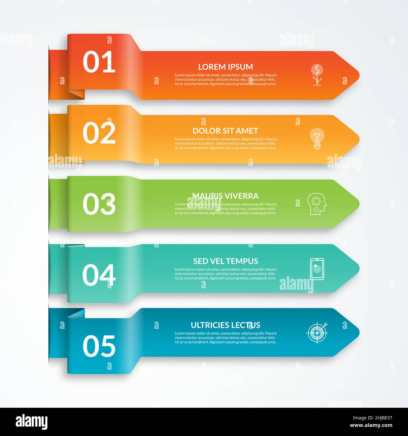 Infographic template with 5 arrows in origami style. Can be used for ...