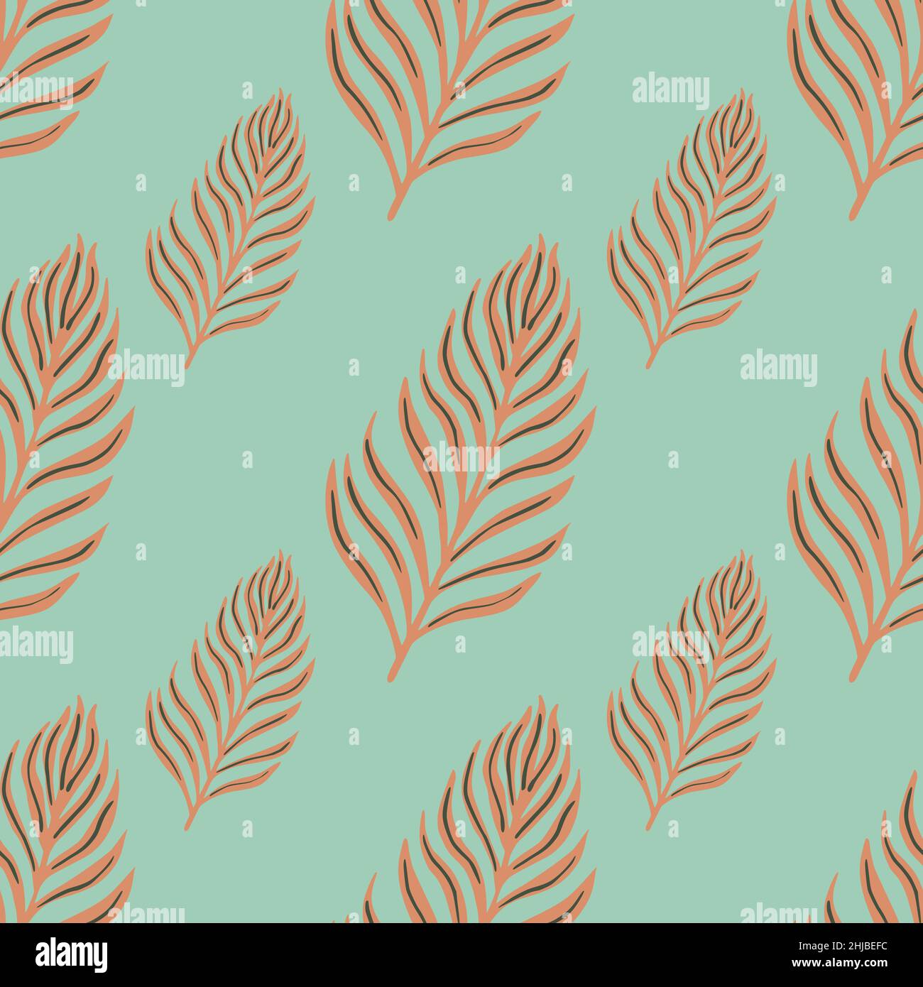Hand drawn hawaii flora seamless pattern with simple orange leaves ...
