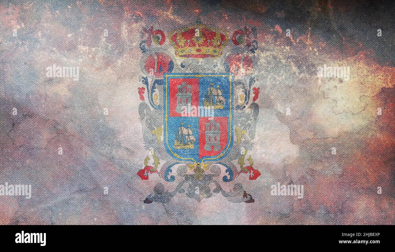 Top view of flag Campeche, Mexico. retro flag with grunge texture ...