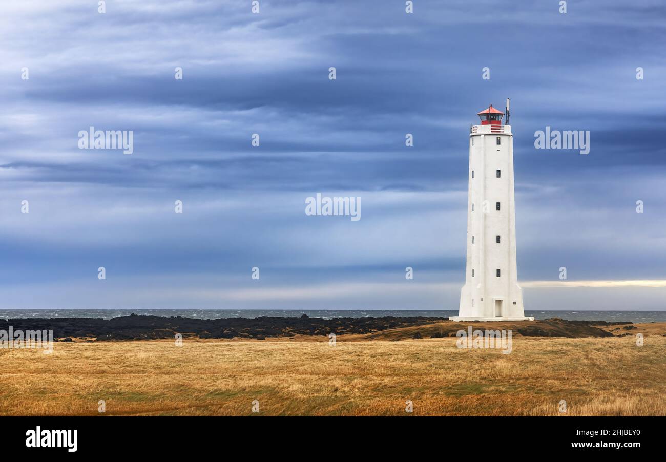 Malarrif Lighthouse in the Snaefellsjokul national park, Snaefellsnes ...