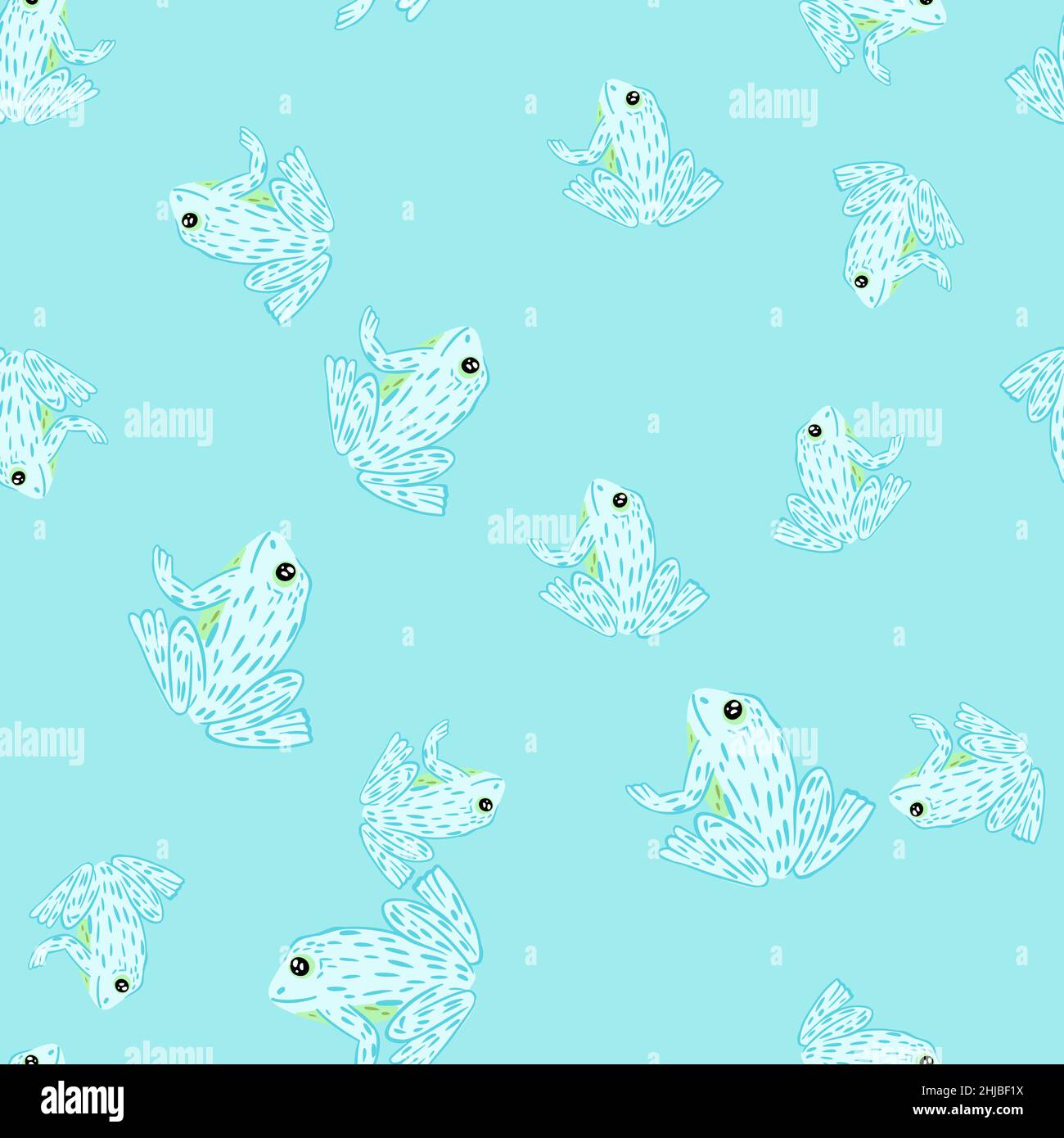 Random seamless pattern with white contoured toad silhouettes print ...