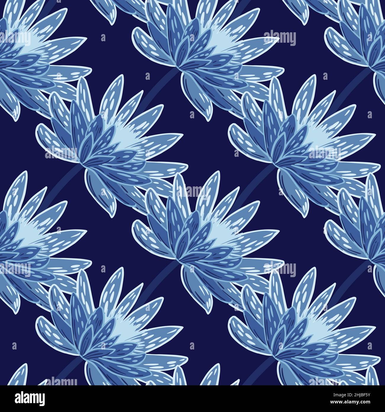 Scrapbook flora seamless pattern with blue hand drawn chrysanthemum ...