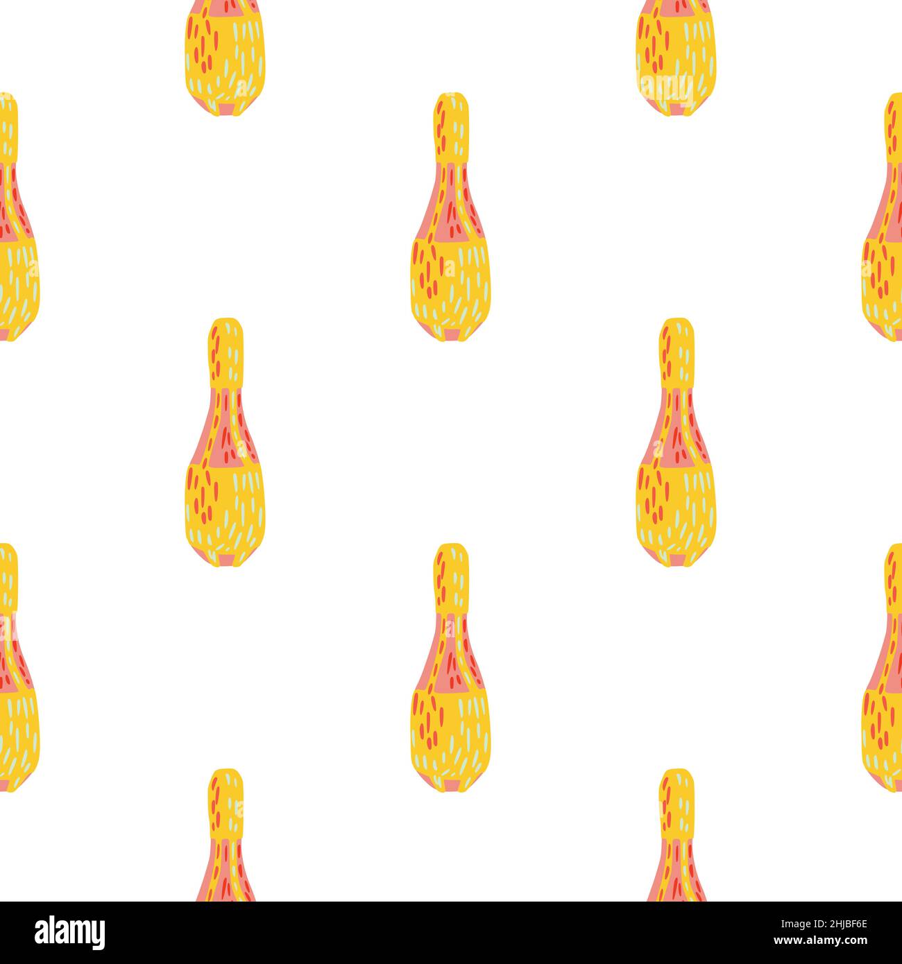Isolated seamless pattern with doodle bright yellow juggler maces print ...