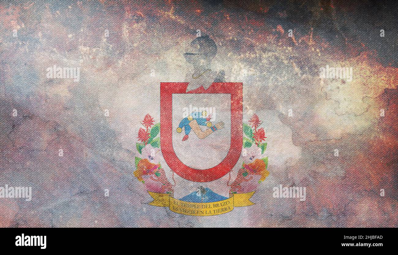 Top view of flag Colima, Mexico. retro flag with grunge texture. United ...