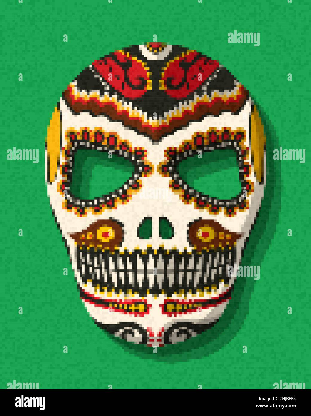 Pixel art sugar skull, vector illustration Stock Vector Image & Art - Alamy