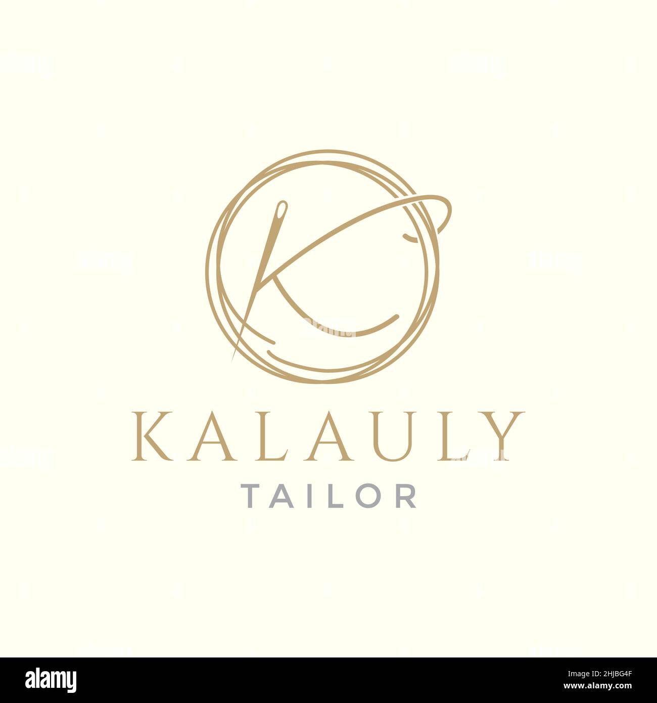 letter K with yarn needle tailor logo design vector graphic symbol icon ...