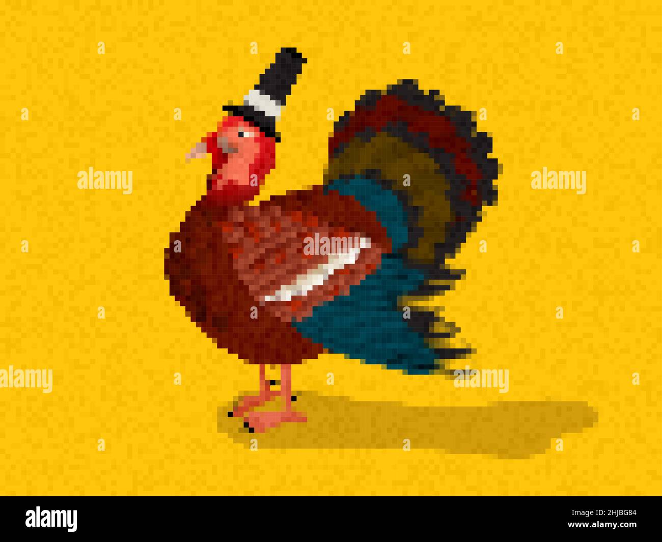 Pixel art Thanksgiving Day turkey, vector illustration Stock Vector ...