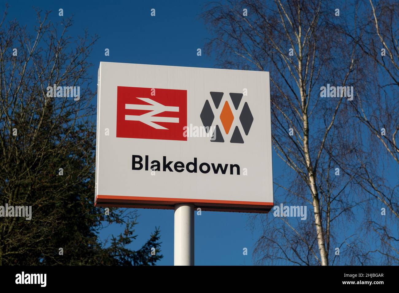Blakedown railway station sign, Worcestershire, England, UK Stock Photo ...