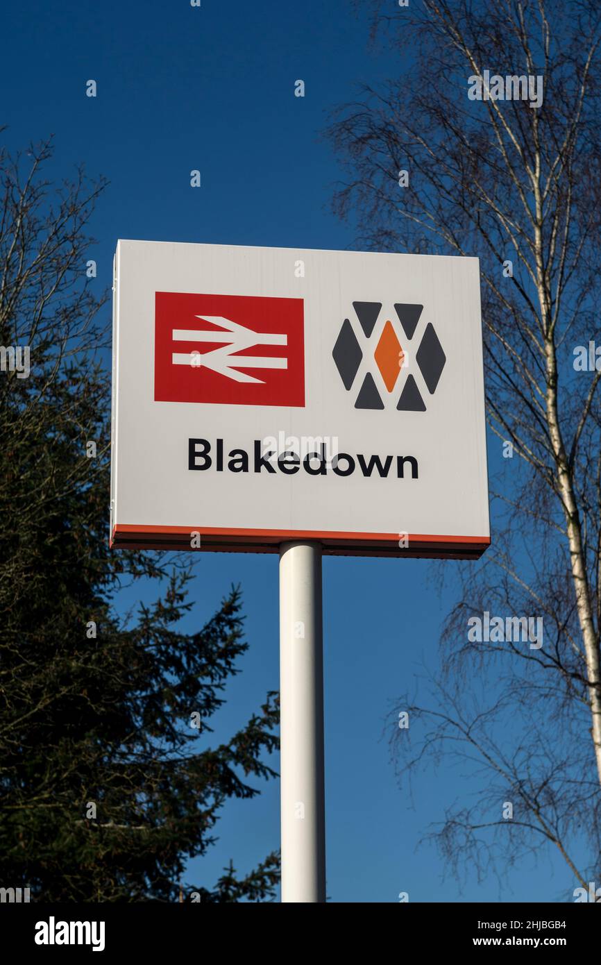 Blakedown railway station sign, Worcestershire, England, UK Stock Photo ...