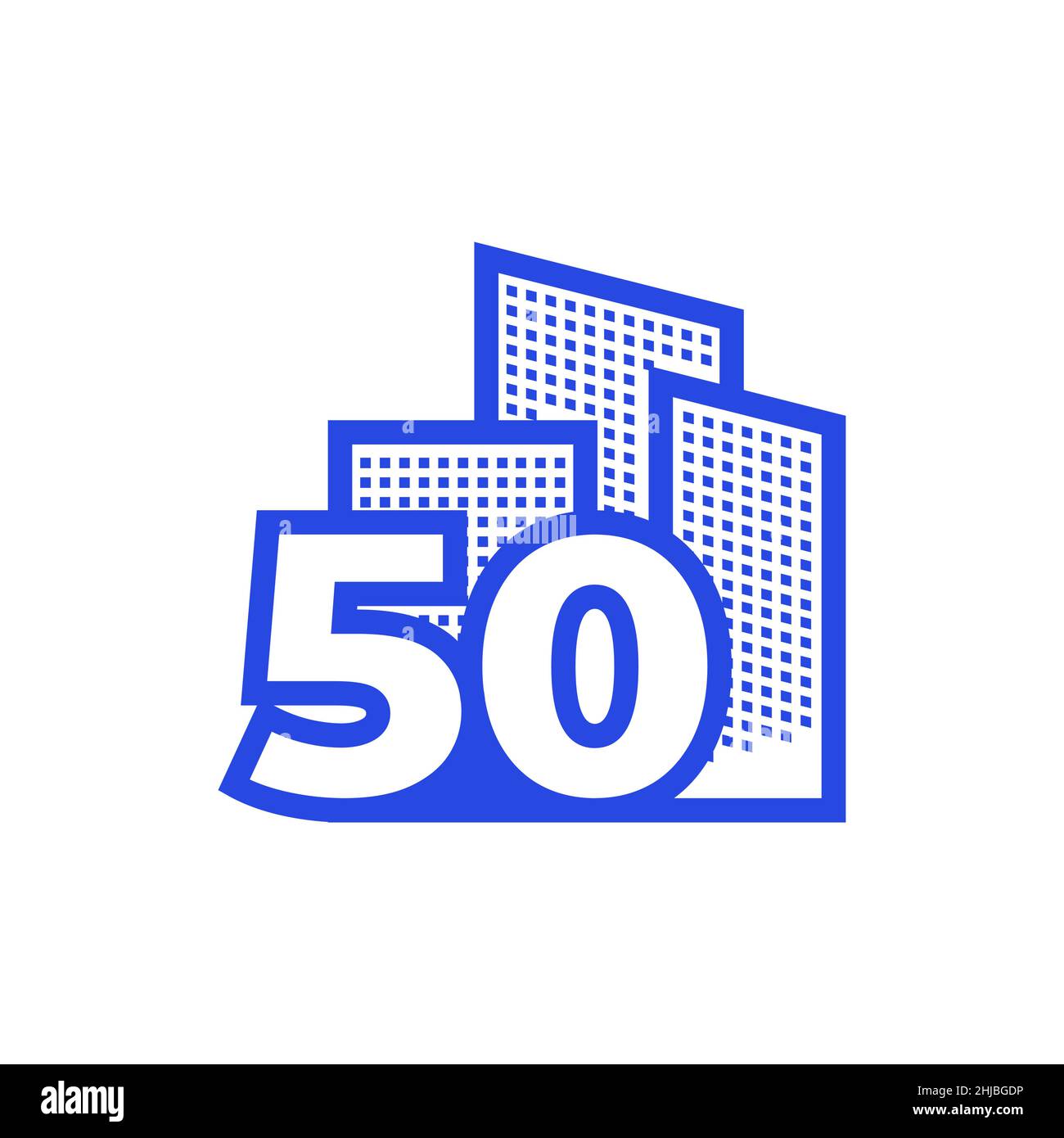 number 50 with building logo design vector graphic symbol icon ...