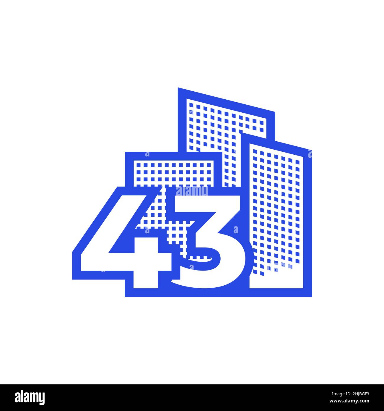 number 43 with building logo design vector graphic symbol icon ...