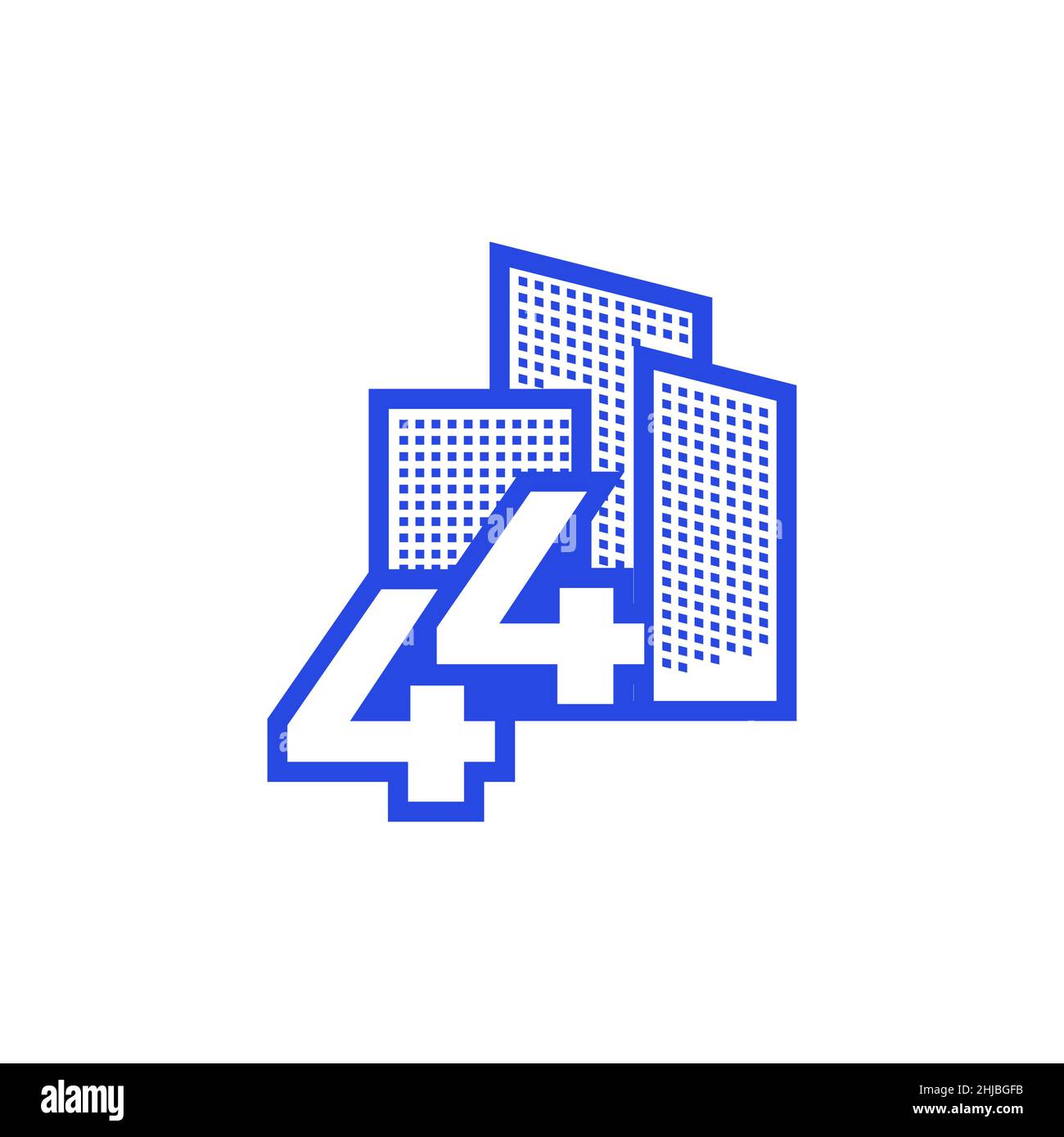 number 44 with building logo design vector graphic symbol icon ...