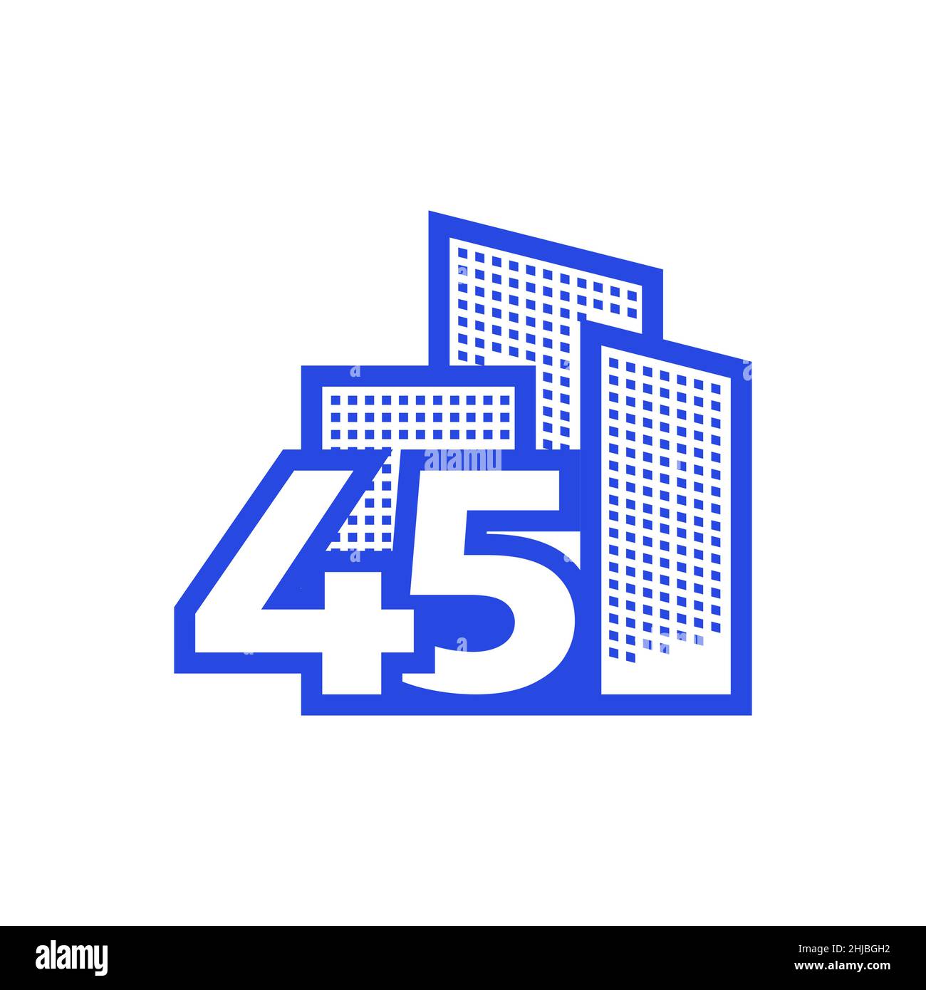 number 45 with building logo design vector graphic symbol icon ...