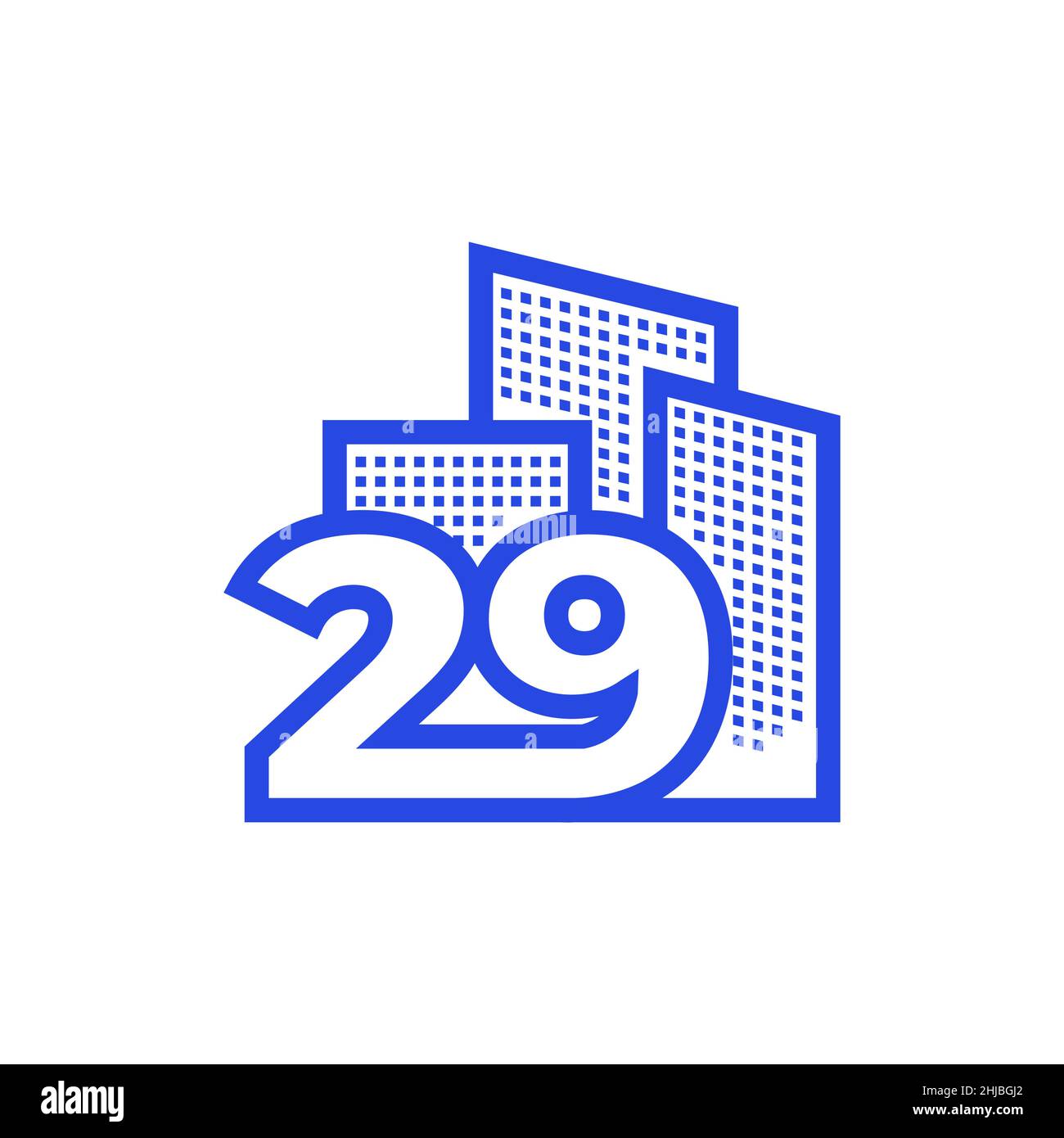 number 29 with building logo design vector graphic symbol icon ...