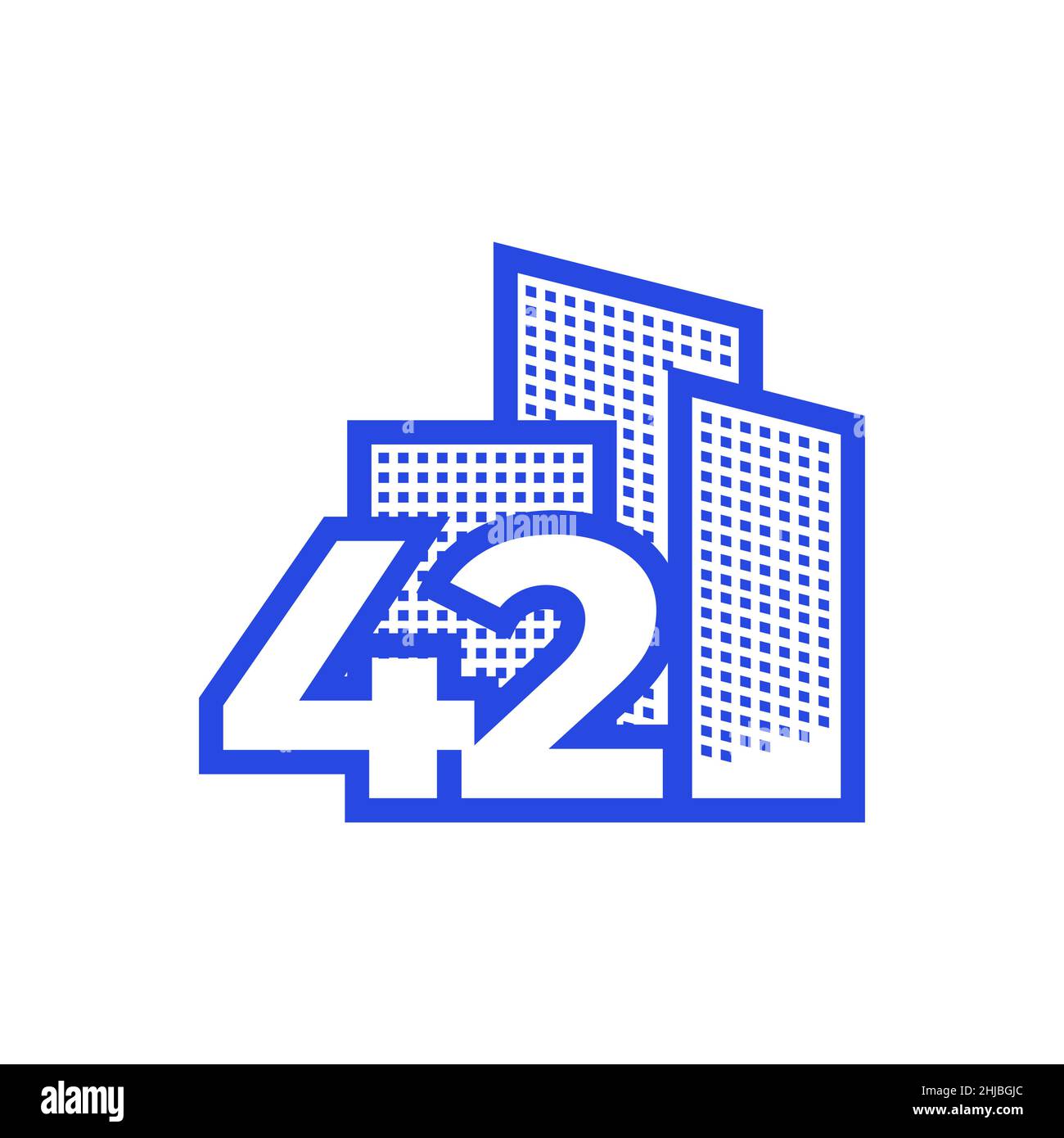 number 42 with building logo design vector graphic symbol icon ...