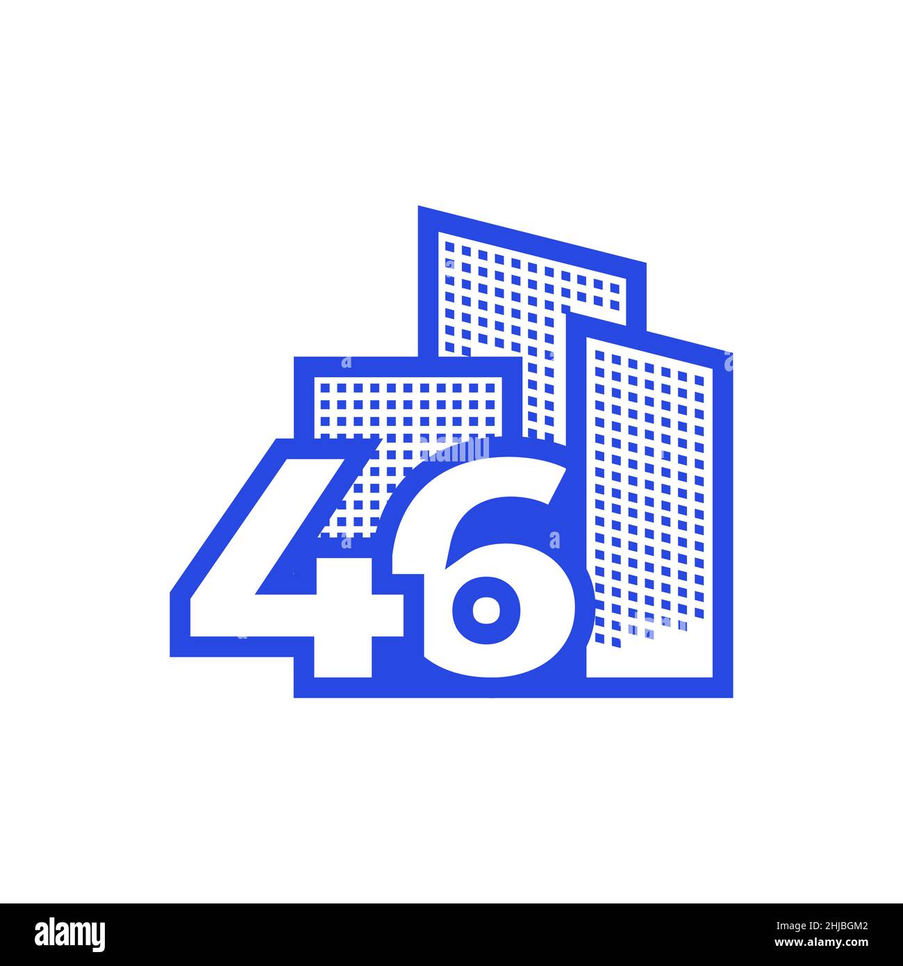 number 46 with building logo design vector graphic symbol icon ...