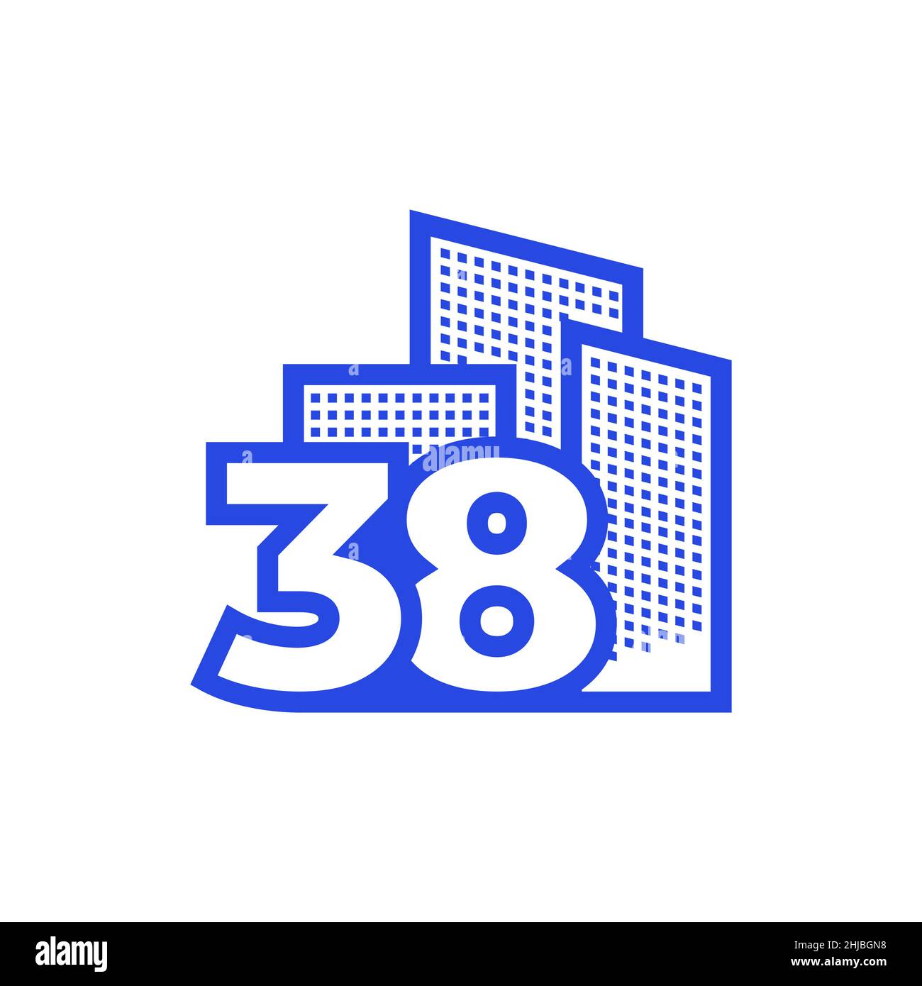 number 38 with building logo design vector graphic symbol icon ...