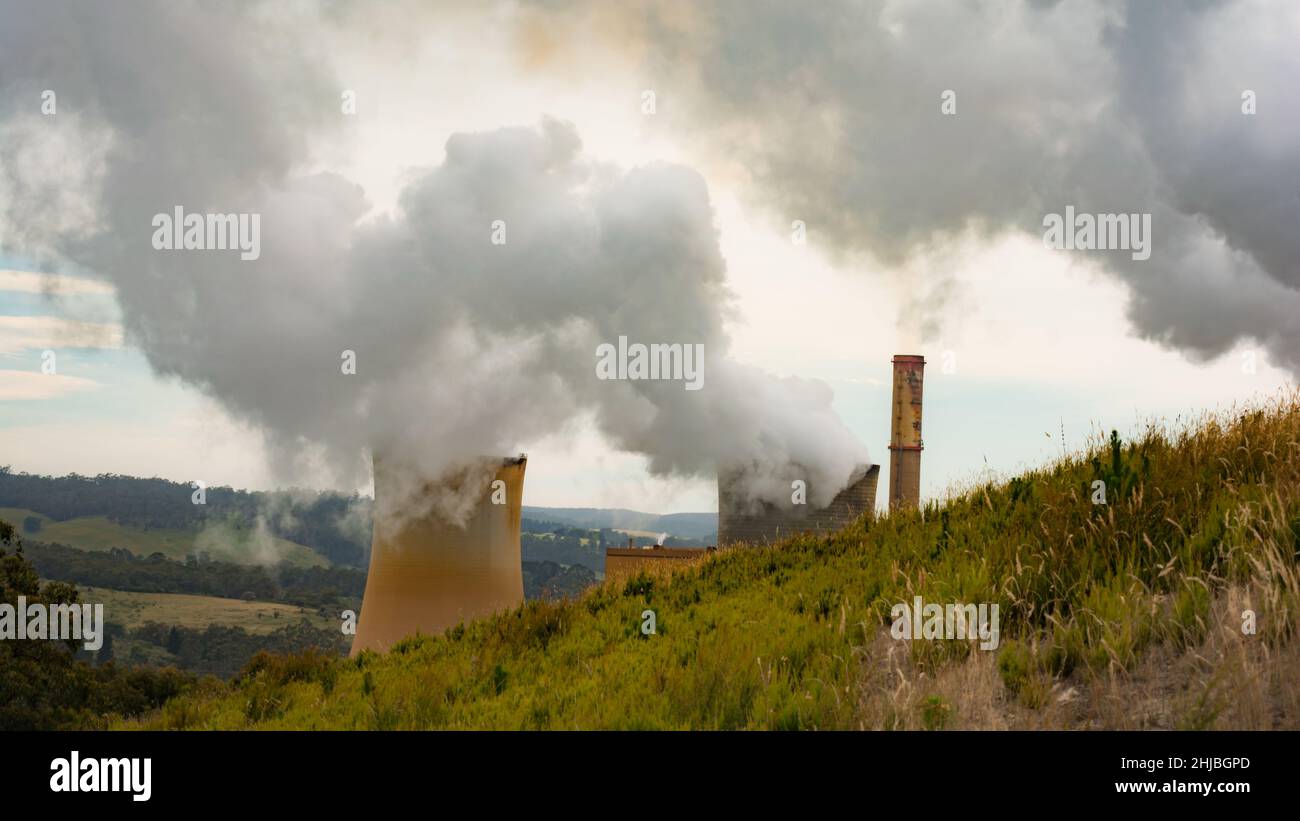Smoke coming out of electric power generators Stock Photo - Alamy