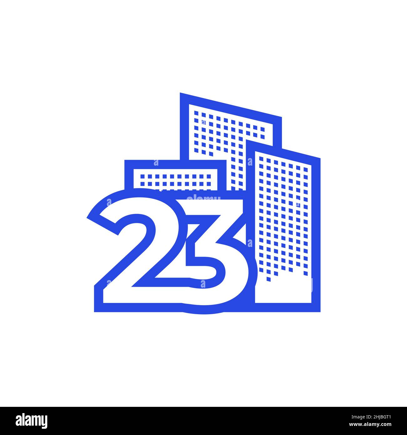 number 23 with building logo design vector graphic symbol icon ...