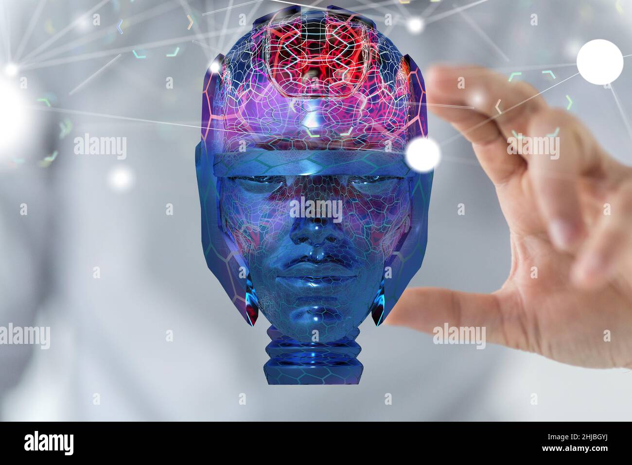 Person presenting a 3D render of digital interface Stock Photo - Alamy